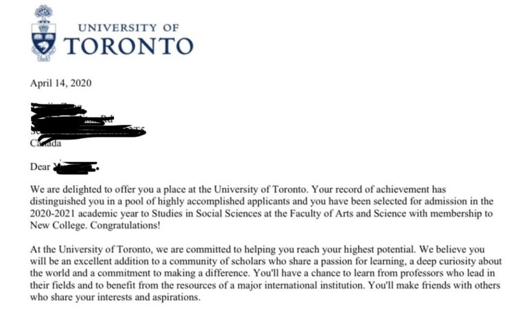 University Offer 2020 - Toronto eSchool - Online High School - OSSD Diploma
