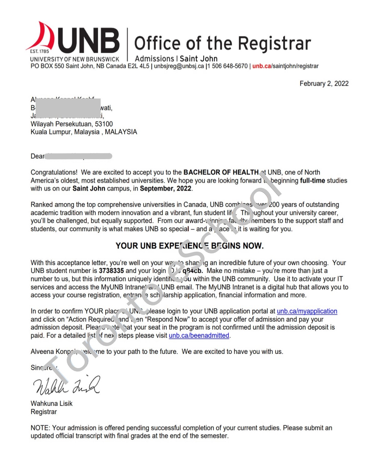 Congratulations on your University Offer 2022 - Toronto eSchool ...