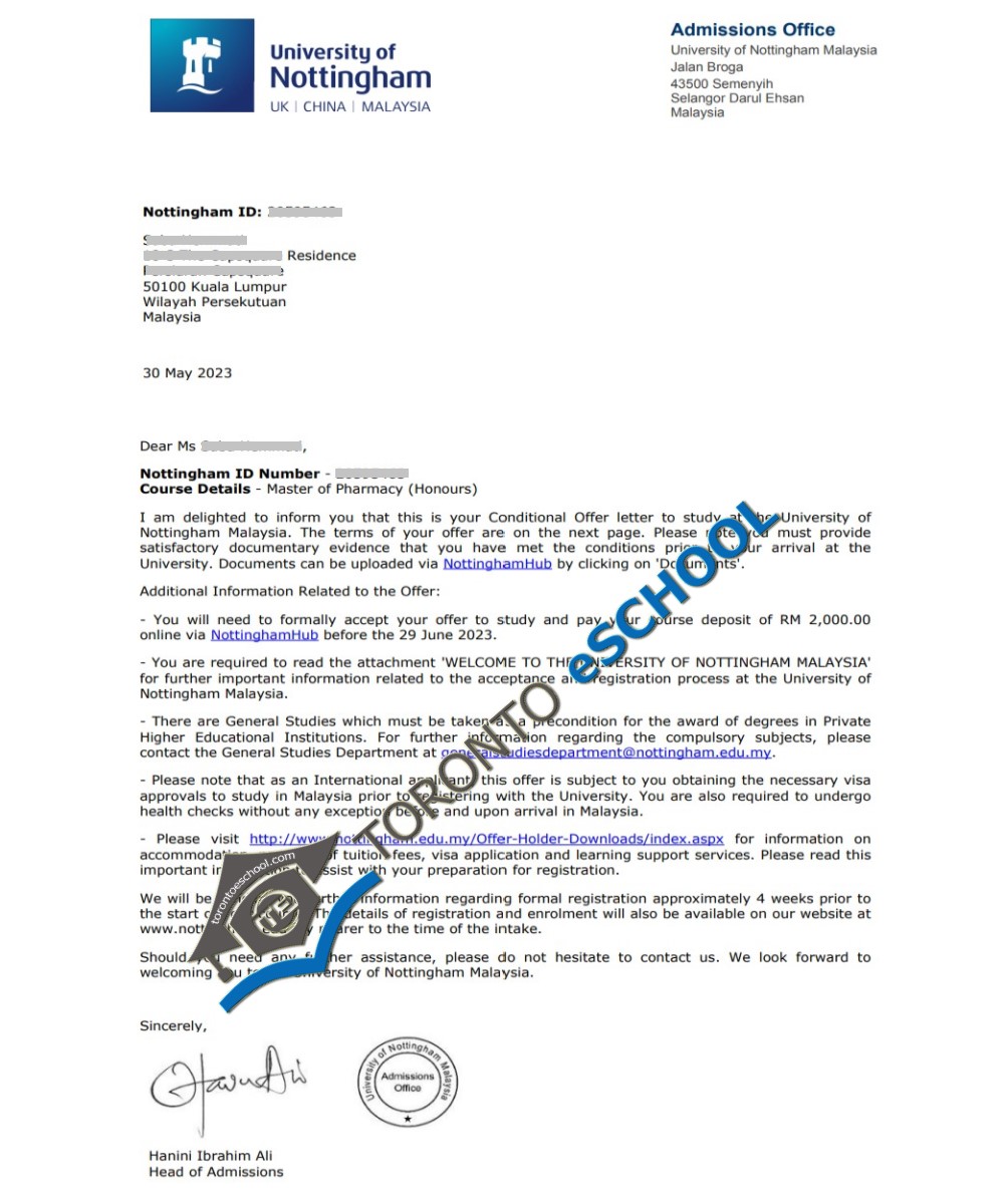 Congrats on an Offer of Admission to Nottingham University