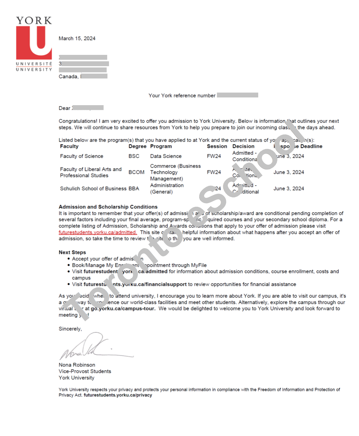Congratulations on your Offer of Admission 2024 - Toronto eSchool - Online High School - OSSD ...