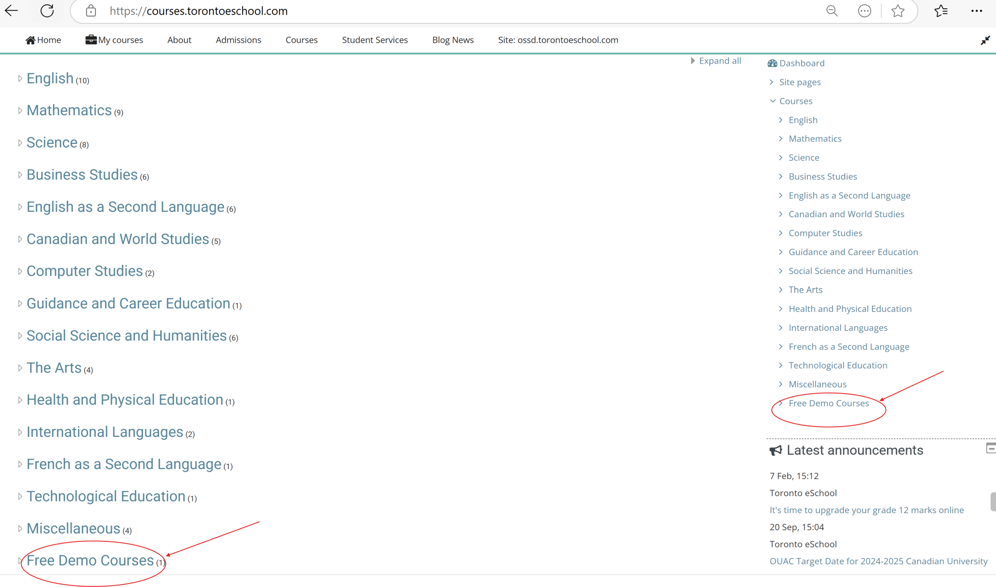 Free Demo Courses - Toronto eSchool - Online High School - OSSD Diploma